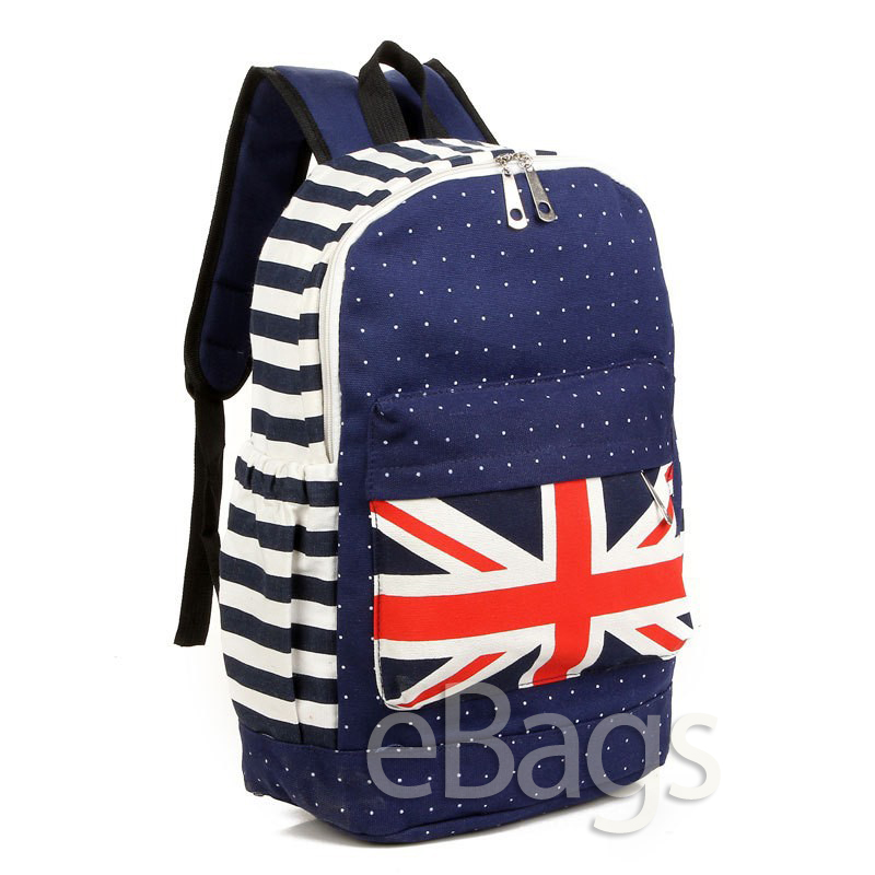 Fashion Dot Striped Canvas Backpack on Luulla